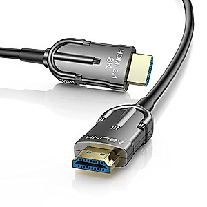 Ablink Certified 8K HDMI Cable 2.1 48Gbps 50FT, Ultra High Speed Fiber Optic HDMI Cable for HDR HDCP2.3 eARC 8K60Hz, 4K 120Hz Compatible with PC HDTV Projector, Xbox Series, in Wall CL3 rated