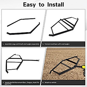 KUAFU Tow Behind Drag Harrow 66" Width W/Pin Style Hitch Compatible with ATV UTV Garden Lawn Tractor Adjustable Center Bars 50 Lbs