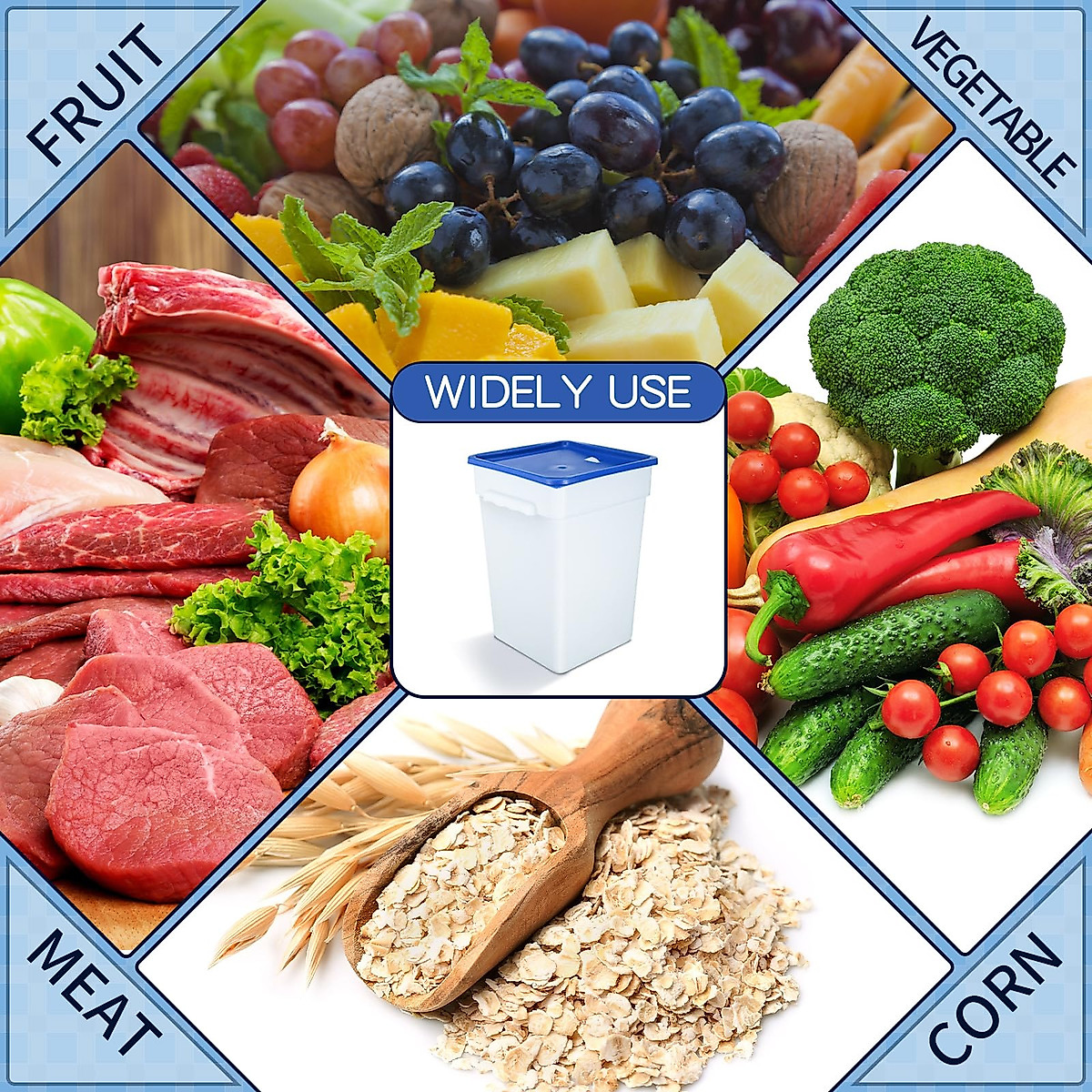 Roshtia 2 Pcs 22 Qt with Lid Commercial Large Food Storage Containers with Lids Airtight Plastic Brining Bucket with Lid Square Polycarbonate Container for Kitchen Sugar Coffee Food Prep, White