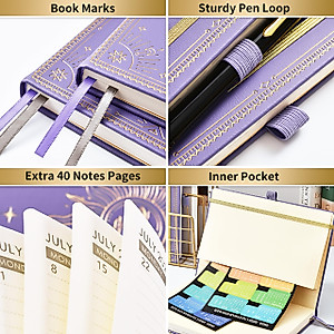 2024 Planner - 2024 Weekly Monthly Planner, Janaury 2024 - December 2024, 5.75" x 8.25", Faux Leather Planner 2024 with Back Pocket & 40 Notes Pages - Medium Purple