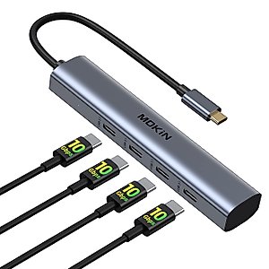 USB C Hub,10Gbps USB C Splitter for Laptop,4 Ports USB C to USB C Hub Multiport Adapter for MacBook Pro/Air,iPad,Phone,Surface Pro,Chromebook, Dell, HP, Lenovo,etc(Not Support Charging/Extend Monitor)