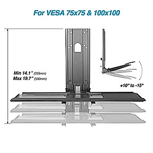 AVLT Single 17”-27” Monitor Steel Keyboard Wall Mount with Large 25.7” Height Adjustable Keyboard Tray - Computer Wall Mount Workstation VESA 75 100 – Soft Wrist Rest and Mouse Pad