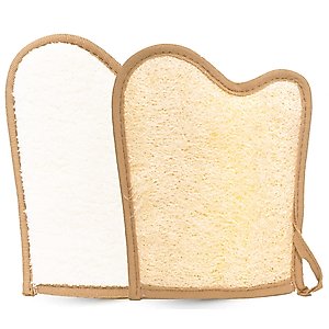 2 Exfoliating Body Scrubber Loofah Mittens Bath Sponge, All-Natural Egyptian Bath & Shower Exfoliating washcloth - Loofa Natural Sponge for Face, Back & Body, Eco Friendly and Biodegradable Loufa
