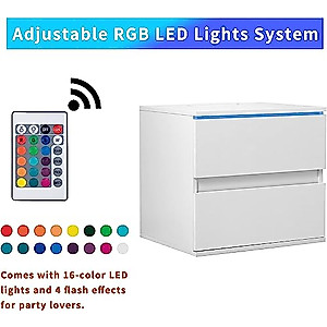 BKEKM Nightstands Bedside Tablewireless Charging Nightstand Remote Control Led Light-Dark End Table USB Charging 2 Drawers Bedside Cabinet Well Made