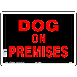 Hillman 848546 Dog On Premises Sign, Black and Red Aluminum Metal, 10x14 Inches 1-Sign