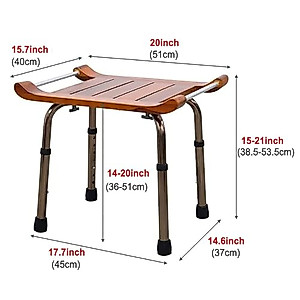 oiakus Bath Shower Seat, Teak Shower Chair Spa Shower Chair, Wooden Bathtub Shower Bench, Bath Chair with Non-Slip Feet, Shower Stool for Inside Shower, Supports 330lbs