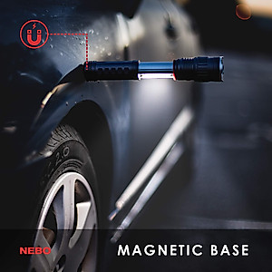 NEBO SLYDE+ Tactical LED Flashlight, Powerful 400-Lumen Bright Camping Flashlight with Slide-To-Reveal Work Light, Red Hazard Light & Magnetic Base