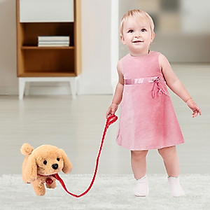 WorWoder Plush Golden Retriever Toy Puppy Electronic Interactive Pet Dog - Walking, Barking, Tail Wagging, Stretching Companion Animal for Kids (Golden Dog)