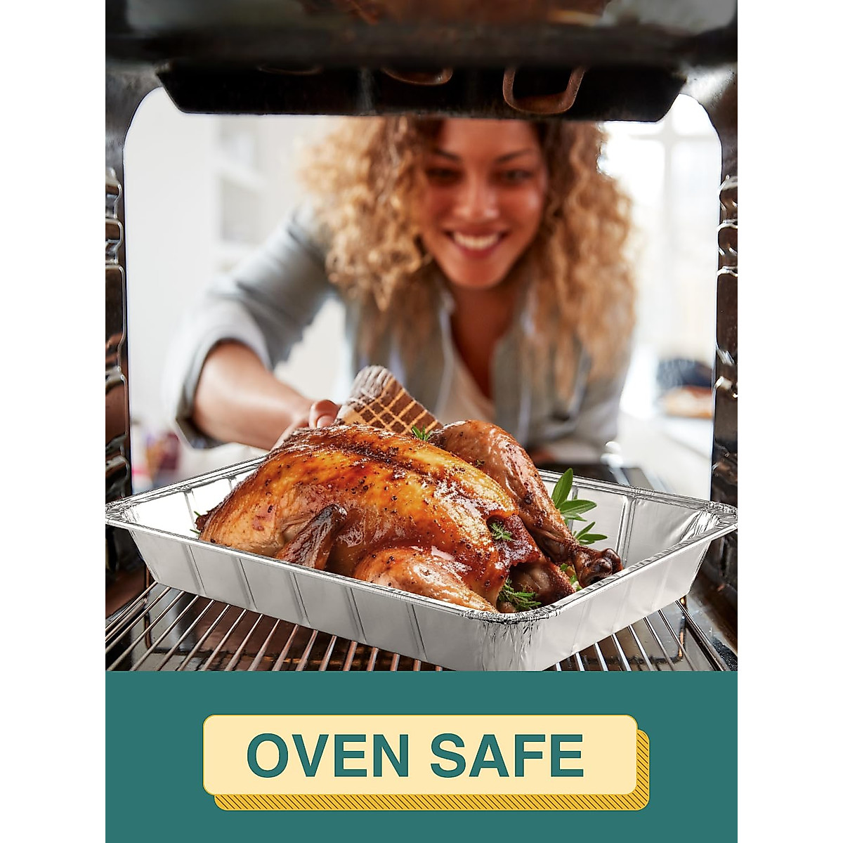 NEEBAKE 35 Pack 9x13 Disposable Aluminum Pans - Large-Aluminum-Foil-Pans-Half-Size-Tin-Foil-Baking-Pans-Heavy-Duty-Steam-Table-Tin-Trays-Containers-for-Prepping-Food-Cooking-Roasting-Heating