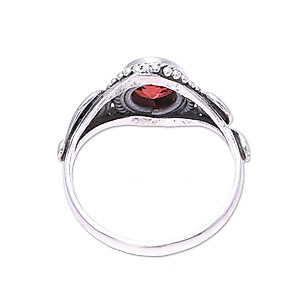 NOVICA Garnet .925 Sterling Silver Ring, Assam Allure'