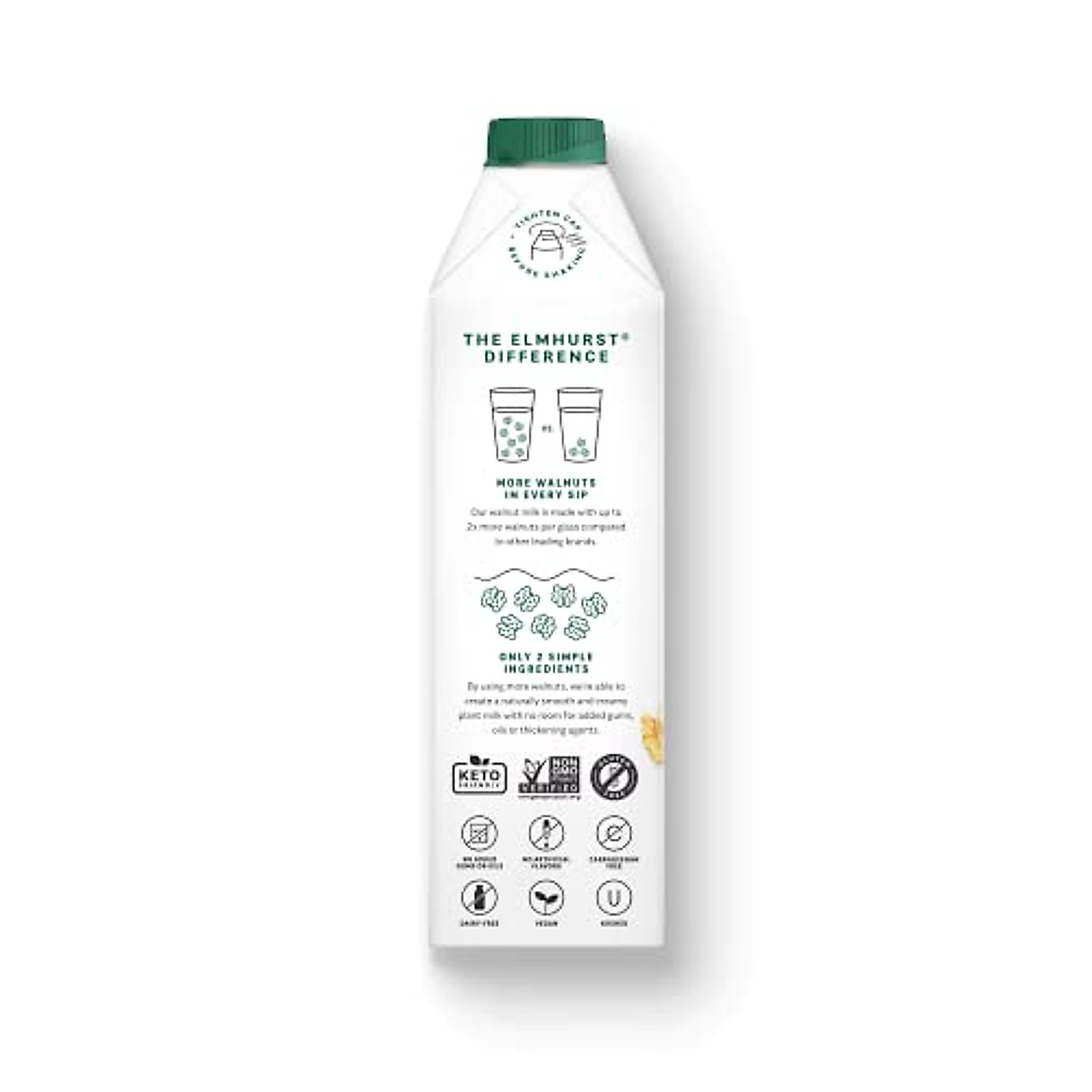 Elmhurst 1925 Milked Walnuts Unsweetened Walnut Milk, Dairy Free, Vegan, 32 Ounce (Pack of 6)