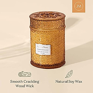 LA JOLIE MUSE Sandalwood Candles, Wood Wick Candle, Sandalwood & Patchouli Candle, Natural Soy Candle, Large Candle for Home Scented, Gift Candle for Women & Men