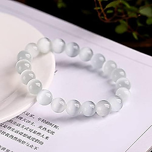 COLORFUL BLING Natural Powerful Selenite Beads Bracelet Healing Crystal Energy Stone Concentration Spirituality Bracelet Health Wealth Handmade Fashion Jewelry Gift for Women-C10