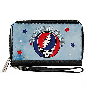 Buckle-Down Women's PU Zip Around Wallet Rectangle-Grateful Dead, 7.5"x4.5"
