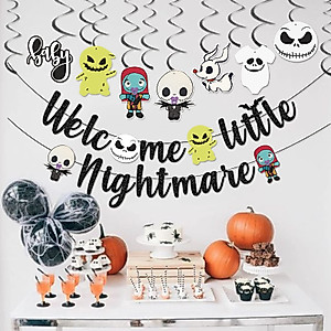 Nightmare Before Baby Shower Decorations Halloween Baby Shower Decorations Welcome Little Nightmare Banner Nightmare Birthday Party Decorations Nightmare Christmas Decor