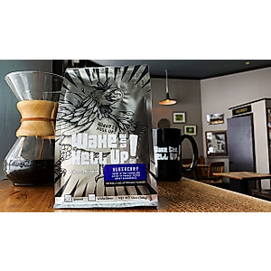 Wake The Hell Up! 12oz Ultra-Caffeinated Blueberry Ground Coffee, Low Acid, Medium-Dark Roast