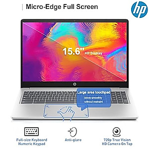 HP Chromebook Laptop, 15.6 Inch Laptop for College Students, Intel Processor N200 (Beat i5-8250U), 8GB DDR5 RAM, 128GB Storage (64GB eMMC + 64GB SD Card), Natural Silver, PCM