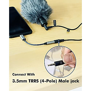 jstma USB C to 3.5mm Headphone Microphone Adapter 3.5mm TRRS Jack Microphone to USB Type C Audio Cable Dongle Compatible for Google Pixel Samsung Galaxy Type C Phones for Video Conferencing Volgging