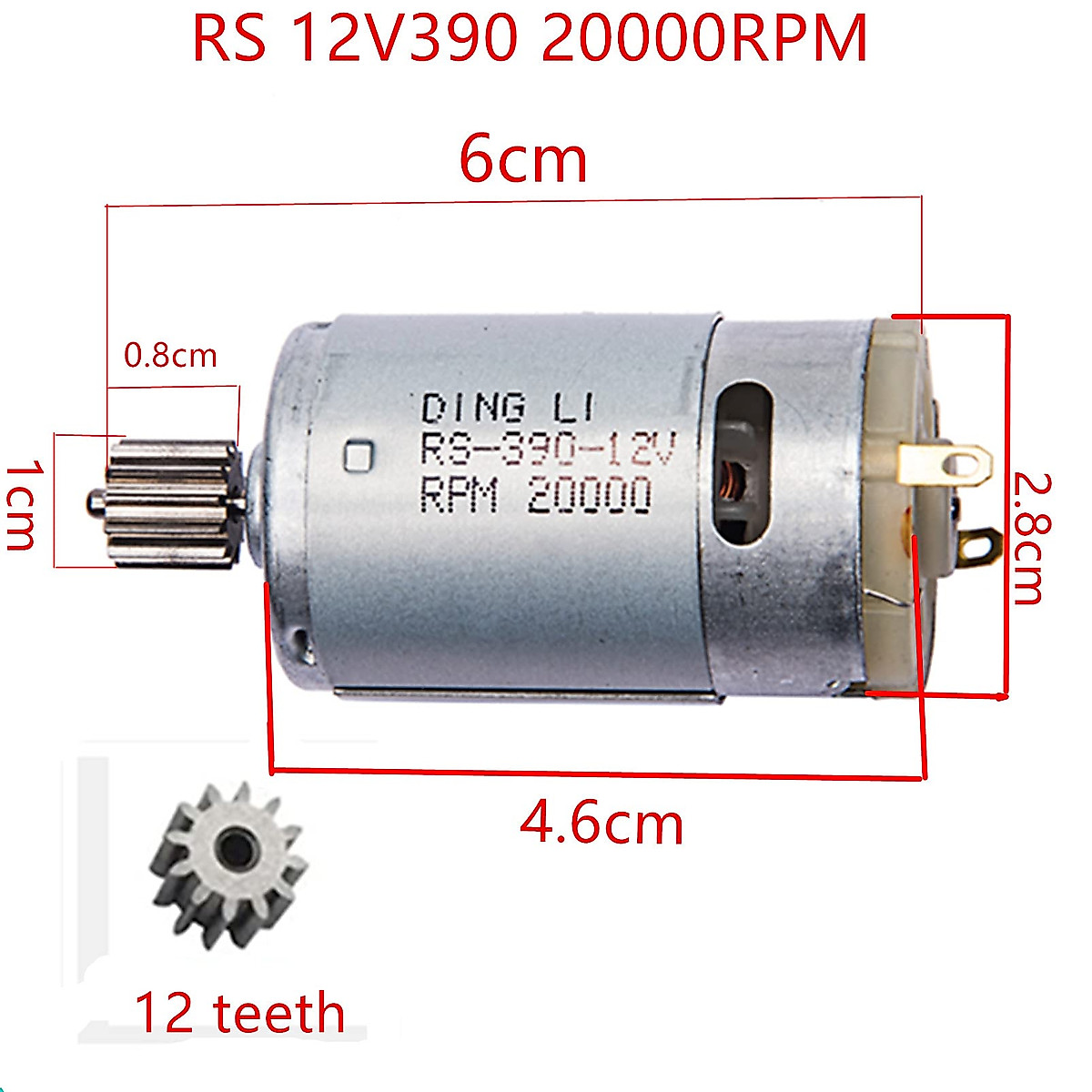 jiaruixin 12V390 20000RPM Electric Motor RS390 12V Motor Drive Engine Accessory for Kids Ride On Cars Children Ride on Toys Replacement Parts