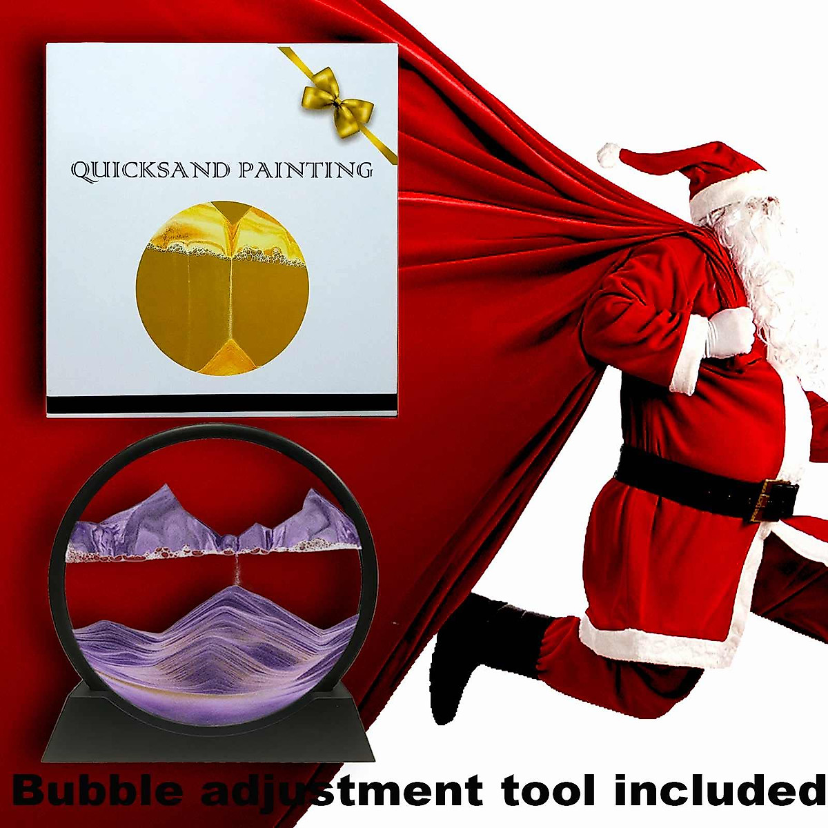 HISELUR Moving Sand Art Picture Kinetic 3D Deep Sea Sandscape in Motion Display Flowing Sand Relaxing Desktop Toy Home Office Decor Painting Gift Packing(10inch)