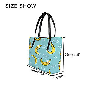 Fashionable women's handbag tote bag, Cute Bananas for Kidsprinted shoulder bag is light and durable