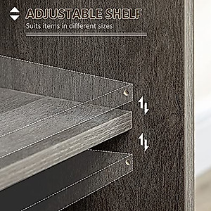 HOMCOM Sideboard with Glass Sliding Doors, Buffet Cabinet, Coffee Bar Cabinet with Adjustable Shelf, Dark Grey