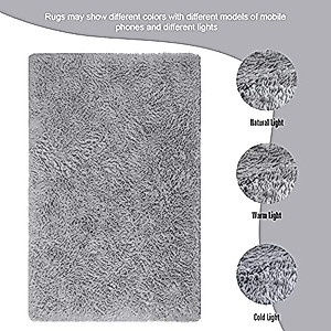 Guucha Premium Fluffy Area Rug, 5x7 Feet Soft and Fuzzy Shag Rugs for Boys Girls, Cozy Carpet for Bedroom Living Room Nursery with Strong Backing, Grey