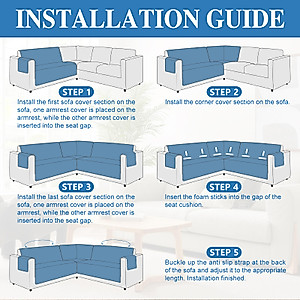 ALIECOM 100% Dual Waterproof Corner Sectional Couch Covers L Shape 3 Piece L Shaped Sectional Sofa Cover for Dogs Pets Living Room U Sectional Slipcovers Set Washable Slip Covers (Dark Gray, Large)