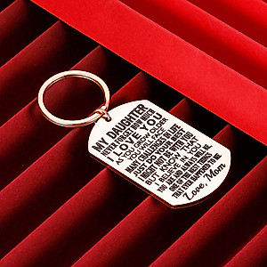 Daughter Gift from Mom Inspirational Keychain Gifts for Adult Teen Girl Women Birthday Valentines Day Mother's Day Graduation Gift to Daughter from mummy Mother in Law Stepmom i Love You (Rose Gold)