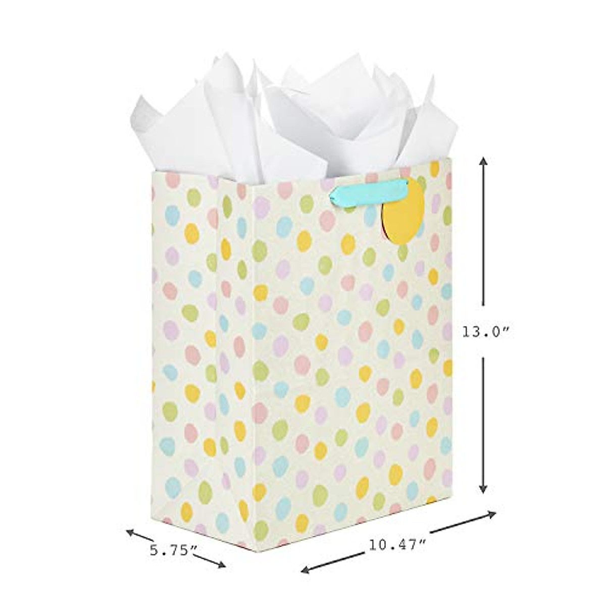 Hallmark 13" Large Baby Shower Gift Bags Assortment with Tissue Paper (Pack of 3, Cloud and Rainbow, Giraffe, Pastel Polka Dots)