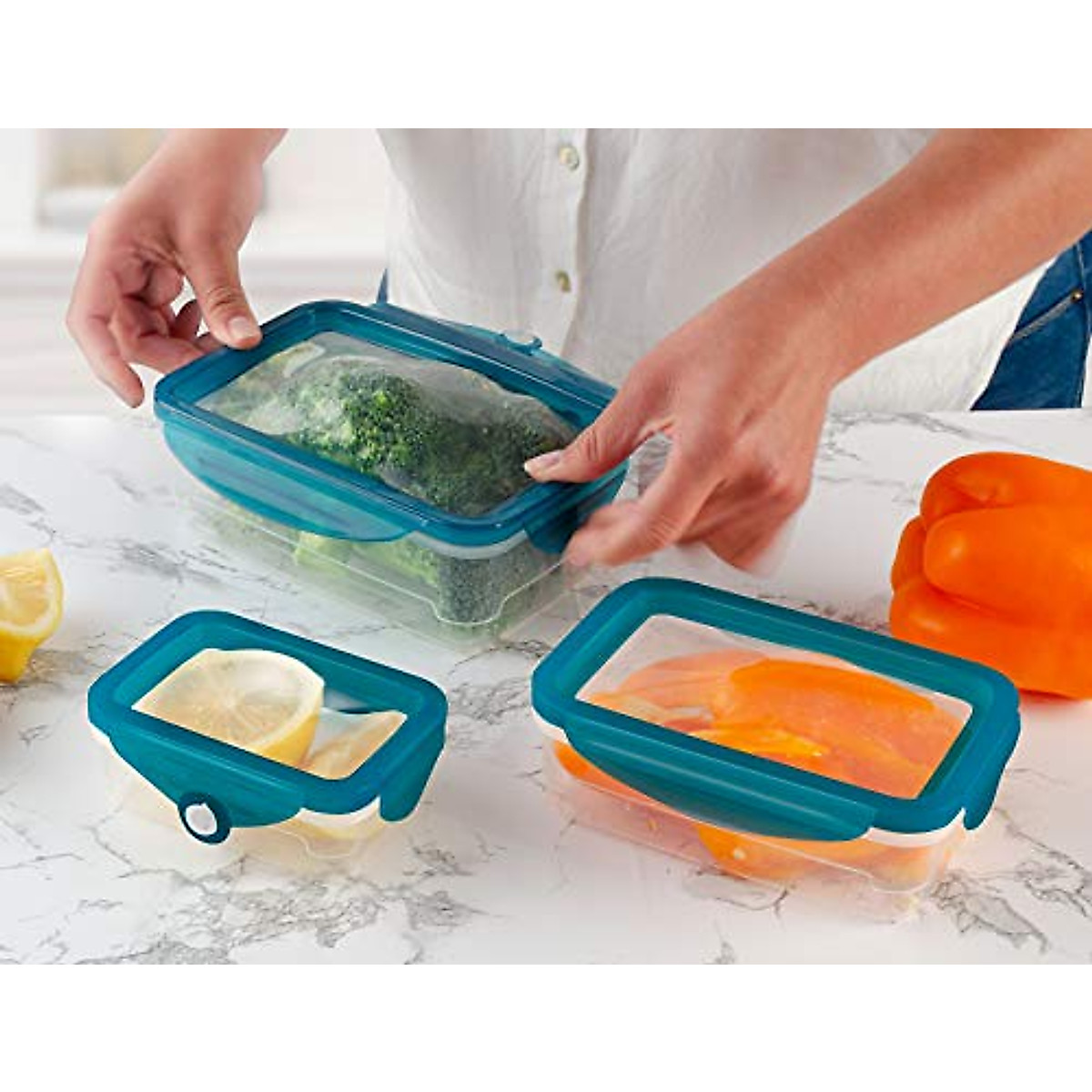 Handy Gourmet Flexi-Top Reusable Containers, BPA Free - Rectangle, Set of 3