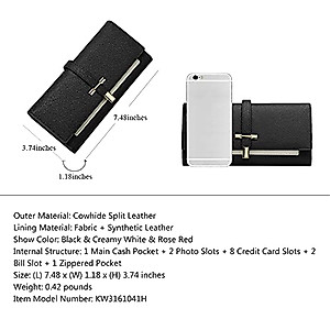 CLUCI Leather Wallet for Women Slim Designer Trifold Ladies Credit Card Holder Black