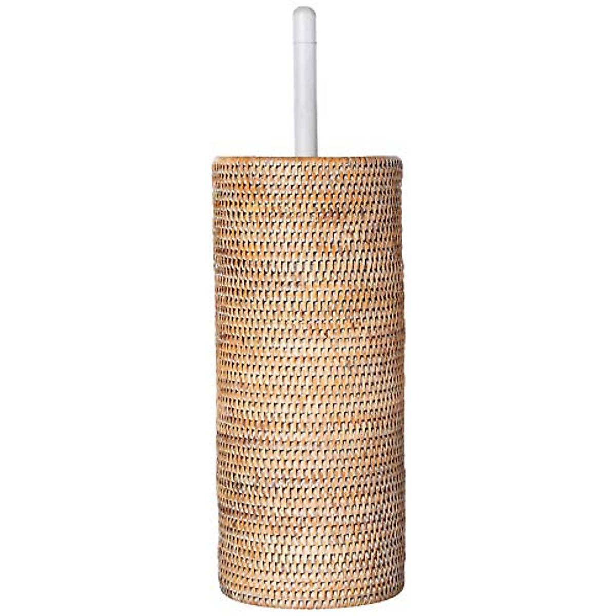 KOUBOO 1030058 La Jolla Hand Woven Rattan Toilet Roll Stand Pendant Lamp, White Wash