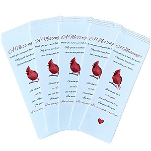 Red Cardinal Bookmarks with Sympathy Poem - Funeral Favors for Guests - Bulk Set of 20 - Hand Out at Celebration of Life, Memorial
