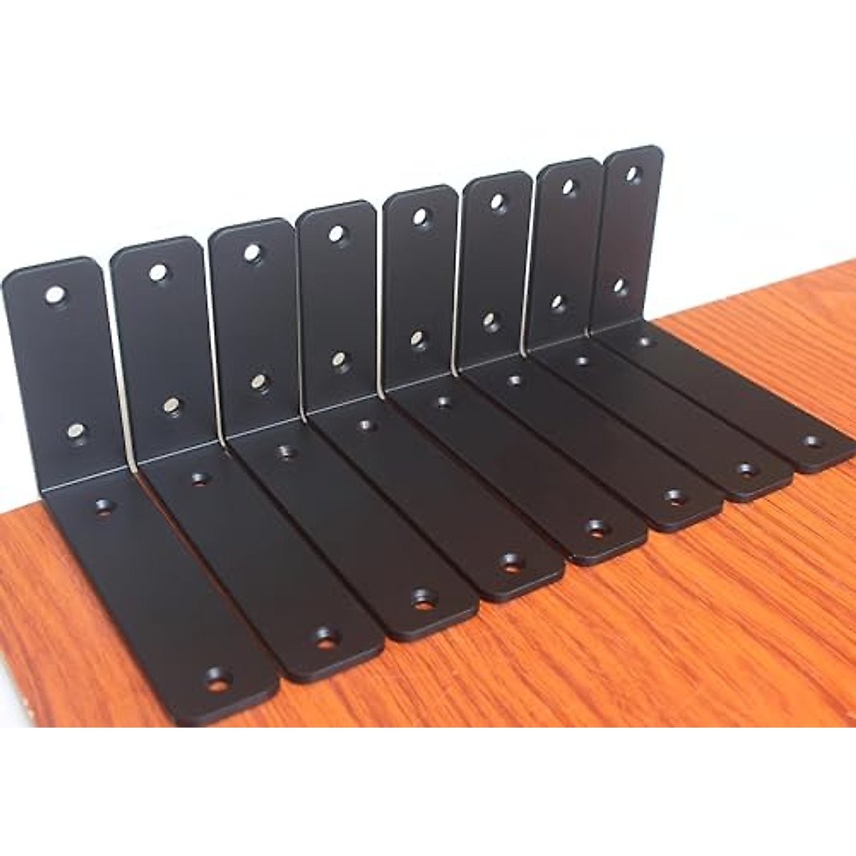 8 Pack - L 6" x H 4" x W 1.5", 5mm Thick Black L Shelf Bracket, Iron Shelf Brackets, Metal Shelf Bracket, Industrial Shelf Bracket Decorative Shelving, Shelf Supports with Screws