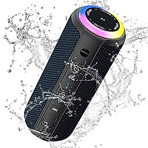 Ortizan Bluetooth Speakers, 40W Wireless Speaker with Bluetooth 5.0, IPX7 Waterproof Outdoor Speaker, 30H Playtime, Rich Bass, LED Lights, Stereo Pairing, Portable Speaker for Beach, Pool, Party