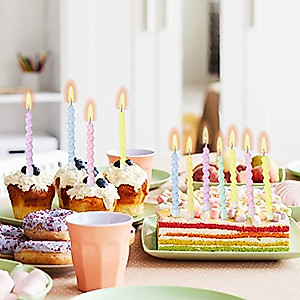 IBLESSU 36-Count Rainbow Spiral Birthday Candles, Long Birthday Candles Colorful Cake Candles Decoration Birthday, Anniversary, Wedding, Party Candles