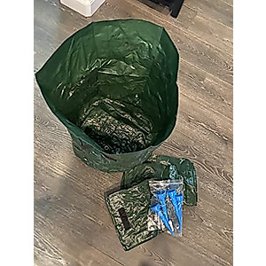 Auofin 4 Pack Potato Grow Bags 10 gal, Garden Planting Bags Thick PE Potato Planter for Growing Potatoes Vegetables, with Handles and Flap, with Self-Watering Stakes