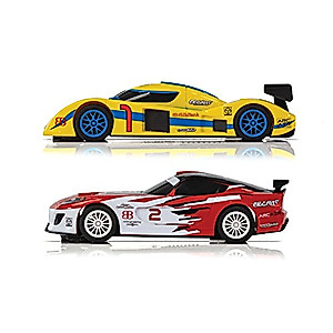 Scalextric LMP & GT Endurance LMP vs GT Oval Slot Car Analog 1:32 Race Track Set C1399T, Yellow/Red & White