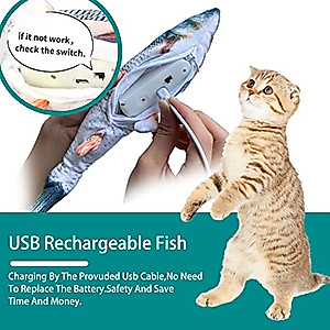 ZIKATON Flopping Fish Cat Toy 11",Electric Moving Cat Toy, Cat Toys for Indoor Cats, Floppy Cat Kicker Fish Toy, Vibrating Catnip Toy,Different Fish for Choice & Fun Toy for Cat Exercise