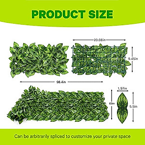 Jinwu Artificial Ivy Privacy Fence Screen, 100x70 Inch Artificial Faux Ivy Hedge, Expandable Faux Privacy Fence with 80 pcs Zip Ties Decoration for Wall Screen, Outdoor Garden, Wedding Decor