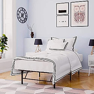 Twin Bed Mattress Foundation Box Spring Replacement Heavy Duty Steel Slat Easy Assembly Noise-Free Twin Bed Frame Metal Platform Bed Frame，Black