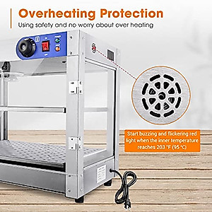 WeChef Commercial Food Warmer 2-Tier 110V Countertop Food Pizza Warmer 750W 24x15x20 Pastry Display Case