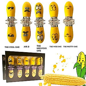 Fumiko's Unique Corn Holders for corn on the cob - 10 PCS/5 corn cob holders set, Fun Faces, interlocking corn holder set making your corn on the cob experience even more entertaining