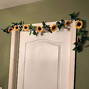 HO2NLE 4Pcs Artificial Sunflowers Hanging Vine 8.2ft Silk Fake Flowers Garlands Spring Summer for Office Room Kitchen Garden Birthday Wedding Baby Shower Party Table Decor