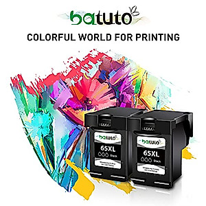 65 Ink Cartridges Black Combo Pack Ink Cartridge Replacement for HP 65 Black Ink Cartridge for DeskJet 3755 2655 3700 3720 3730 3735 2622 2624 2652 Envy 5055 5052 5058 for HP Ink 65(2Black)