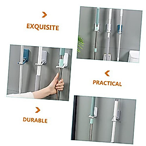 TOKIDNY 3pcs Wall Mop Holder Mop Organizer Coat Hanger Wall Mount Clothing Clothes Rack Heavy Duty Storage Mounted Broom Organizer Over Toilet Organizer Heavy Duty Clothes Hanger Hooks Abs