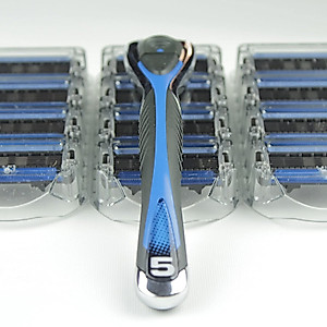 The Ultimate Shave Men's 5-Blade Razor Plus Bulk Pack of 12 Razor Blade Refill Cartridges with a Shaving Razor Handle
