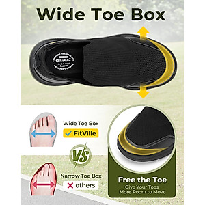 FitVille Plantar Fasciitis Shoes for Men Wide Orthopedic Shoes for Foot Pain Relief - BriskWalk (15 Wide, Black)