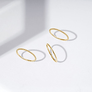 Amazon Essentials 14K Gold Plated Sterling Silver Stacking Ring Set of 3 Size 7, Yellow Gold